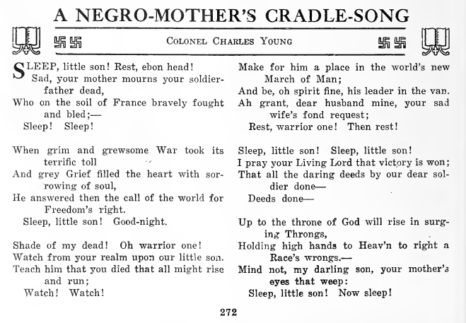 Colonel Charles Young, "A Nego-Mother's Cradle Song" (1923) Page Image