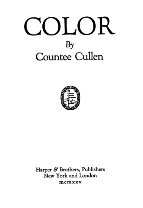 Countee Cullen, "Color" (full text) (1925)